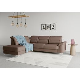 Sit & More Ecksofa SIT & MORE "Sinatra L-Form", braun (espresso), B:251cm H:85cm T:220cm, 98% Polyester, 2% Polyamid, Sofas, Ecksofa, mit Ottomane, optional mit Kopfteilverstellung und Armteilfunktion