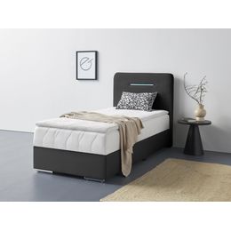 Boxbett COTTA "Lighstar", schwarz, B:96cm L:207cm, Komplettbetten, Boxspringbett, inklusive LED-Beleuchtung, Topper, Bettkasten und Zierkissen