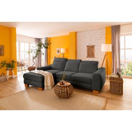 Ecksofa Home Affaire "Dundee L-Form", grau (anthrazit), B:264cm H:86cm T:170cm, Luxus-Microfaser Florence (100% Polyester);Struktur fein (100% Polyester);Luxus-Microfaser Lederoptik (100% Polyester), Sofas, Ecksofa, wahlweise mit Kopfteilverstellung und zus&auml;tzlich mit Bettfunktion