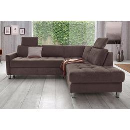Sit & More Ecksofa SIT & MORE "Pablo L-Form", braun (dunkelbraun), B:233cm H:78cm T:196cm, Struktur fein (100% Polyester);Struktur (100% Polyester), Sofas, Ecksofa, wahlweise mit Bettfunktion