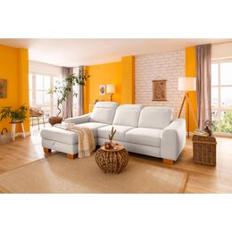 Ecksofa Home Affaire "Dundee L-Form", beige (creme), B:264cm H:86cm T:170cm, Luxus-Microfaser Florence (100% Polyester);Struktur fein (100% Polyester);Luxus-Microfaser Lederoptik (100% Polyester), Sofas, Ecksofa, wahlweise mit Kopfteilverstellung und zus&auml;tzlich mit Bettfunktion
