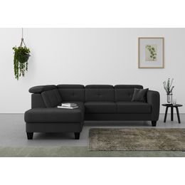 Sit & More Ecksofa SIT & MORE "Belluci L-Form", schwarz, B:249cm H:85cm T:195cm, Sofas, Ecksofa, inklusive Federkern, wahlweise mit Bettfunktion und Bettkasten
