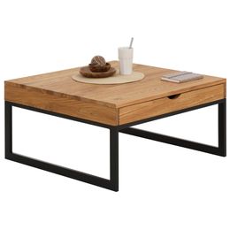 Couchtisch Home Affaire "Betula", schwarz (natur, schwarz), B:80cm H:40cm T:80cm, Tische, zertifiziertes Massivholz (Eiche), in 3 verschiedenen Farbvarianten