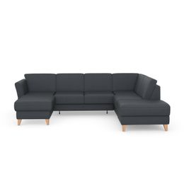 Sit & More Wohnlandschaft SIT & MORE "Visby U-Form", grau (dunkelgrau), B:303cm H:87cm T:213cm, Sofas, Wohnlandschaft, wahlweise mit Bettfunktion und Stauraum, frei im Raum stellbar