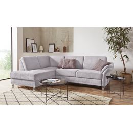 Sit & More Ecksofa SIT & MORE "Clio L-Form", silber, B:254cm H:89cm T:190cm, Sofas, Ecksofa, wahlweise mit Bettfunktion und Bettkasten, inklusive Federkern