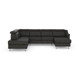 Sit & More Wohnlandschaft SIT & MORE "Freetown U-Form", grau (anthrazit), B:315cm H:84cm T:216cm, Sofas, Kopfteilverstellung und Federkern, wahlweise mit Bettfunktion