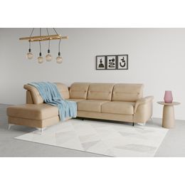 Sit & More Ecksofa SIT & MORE "Sinatra L-Form", braun (macchiato), B:251cm H:85cm T:220cm, 100% Polyester, Sofas, Ecksofa, mit Ottomane, optional mit Kopfteilverstellung und Armteilfunktion