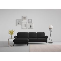 Sit & More Ecksofa SIT & MORE "Fashion L-Form", schwarz, B:253cm H:84cm T:165cm, Sofas, Ecksofa, wahlweise mit Kopfteilverstellung und Vorziehsitz, motorisch