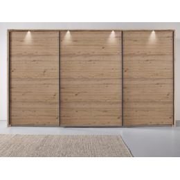 Schwebetürenschrank Rauch "Oteli" Schränke Gr. B/H/T: 368 cm x 233 cm x 68 cm, mit LED-Beleuchtung, 3 St., braun (eiche artisan) Schwebetürenschränke und Schiebetürenschränke inkl. Passepartout optional mit Beleuchtung