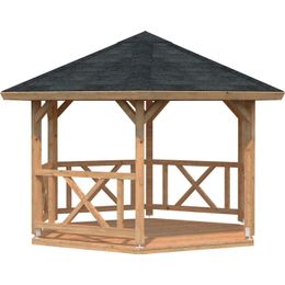 Holzpavillon Palmako "Betty" Pavillons Gr. B/H/T: 423 cm x 313 cm x 423 cm, braun (hellbraun) Feststehende Pavillons BxT: 423x423 cm, hellbraun