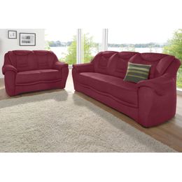 Sit & More Polstergarnitur SIT & MORE "Bansin", rot (bordeaux), Luxus-Microfaser ALTARA NUBUCK, Sitzm&ouml;bel-Sets, bestehend aus einem 3- und einem 2- Sitzer, inklusive Federkern