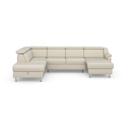 Sit & More Wohnlandschaft SIT & MORE "Freetown U-Form", beige (elfenbein), B:315cm H:84cm T:216cm, Sofas, Kopfteilverstellung und Federkern, wahlweise mit Bettfunktion