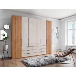 Falttürenschrank Wiemann "Monaco" Schränke Gr. B/H/T: 246,9 cm x 216 cm x 58 cm, 5 St., braun (bianco, eiche, nachbildung, glas champagner) Drehtürenschrank Kleiderschrank Drehtürenschränke Teil-Glasfront sowie hochwertige Beschläge inkl. Schubladendämpfung