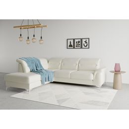 Sit & More Ecksofa SIT & MORE "Sinatra L-Form", beige (creme), B:251cm H:85cm T:220cm, 98% Polyester, 2% Polyamid, Sofas, Ecksofa, mit Ottomane, optional mit Kopfteilverstellung und Armteilfunktion
