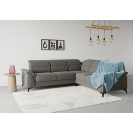 Sit & More Ecksofa SIT & MORE "Sinatra L-Form", grau, B:251cm H:85cm T:231cm, 90% Polyester, 10% Polyamid, Sofas, Ecksofa, optinal mit Kopfteilverstellung und Armteilfunktion, Metallf&uuml;&szlig;e