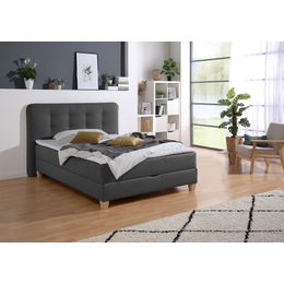 Boxbett Home Affaire, grau (anthrazit), B:158cm L:210cm, Komplettbetten, Boxspringbett, inklusive Kaltschaum-Topper und Bettkasten