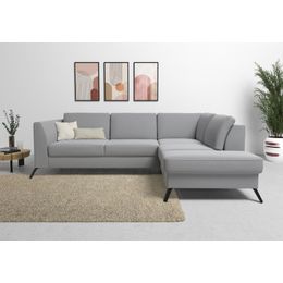 Sit & More Ecksofa SIT & MORE "Olsen L-Form", grau (hellgrau), B:248cm H:88cm T:201cm, 100% Polyester, Sofas, Ecksofa, inklusive Sitztiefenverstellung, wahlweise mit Bettfunktion, 15cm hoch