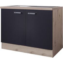 Spülenschrank Flex-Well "Antigua" Schränke Gr. B/H/T: 100 cm x 86 cm x 57 cm, 2 St., grau (anthrazit, san remo eiche) (B x H T) 100 86 60 cm, inkl. Einbauspüle