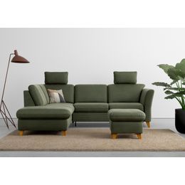 Ecksofa Home Affaire "Trelleborg L-Form", gr&uuml;n (olive), B:252cm H:86cm T:213cm, 95% Polyester, 5% Polyamid, Sofas, Ecksofa, wahlweise mit Bettfunktion und Bettkasten, inkl. Federkern-Polsterung