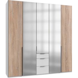 Kleiderschrank wimex "New York" Schränke Gr. B/H/T: 225 cm x 236 cm x 58 cm, 5 St., weiß (weiß,struktureichefarben hell, spiegel) Kleiderschränke mit Spiegeltür