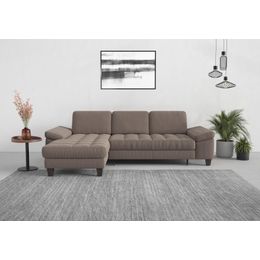 Sit & More Ecksofa SIT & MORE "Westham L-Form", grau (taupe), B:275cm H:88cm T:172cm, 90% Polyester 10% Polyamid, Sofas, Ecksofa, Recamiere, mit oder ohne Bettfunktion, Bettkasten, F&uuml;&szlig;e wengefarben