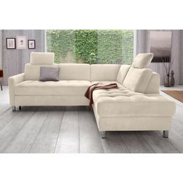 Sit & More Ecksofa SIT & MORE "Pablo L-Form", beige (creme), B:233cm H:78cm T:196cm, Struktur fein (100% Polyester);Struktur (100% Polyester), Sofas, Ecksofa, wahlweise mit Bettfunktion