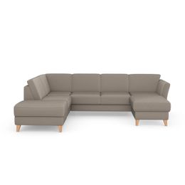 Sit & More Wohnlandschaft SIT & MORE "Visby U-Form", braun (latte), B:303cm H:87cm T:213cm, Sofas, Wohnlandschaft, wahlweise mit Bettfunktion und Stauraum, frei im Raum stellbar