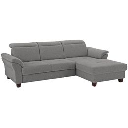 Ecksofa Home Affaire "Solvei L-Form", grau, B:255cm H:104cm T:185cm, Struktur (100% Polyester);Luxus-Microfaser Lederoptik (100% Polyester);Luxus-Microfaser ALTARA NUBUCK (100% Polyester), Sofas, Ecksofa, mit Recamierenabschlu&szlig; und Sitztiefenverstellung
