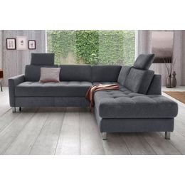 Sit & More Ecksofa SIT & MORE "Pablo L-Form", grau (dunkelgrau), B:233cm H:78cm T:196cm, Struktur fein (100% Polyester);Struktur (100% Polyester), Sofas, Ecksofa, wahlweise mit Bettfunktion
