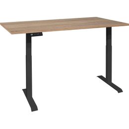 Mäusbacher Schreibtisch MÄUSBACHER "Big System Office" Tische Gr. B: 160 cm, schwarz (schwarz matt, eiche sägerau, sägerau) Schreibtische Breite 160 cm, elektrisch höhenverstellbar