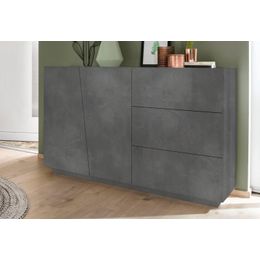 Kommode Inosign "Vega" Sideboards Gr. B/H/T: 140 cm x 86 cm x 43 cm, 3, grau (zementfarben) Kommode Breite 140 cm