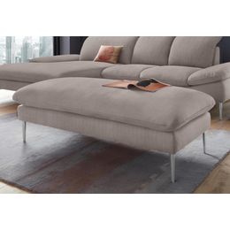 Hocker W.Schillig "enjoy&MORE", grau (stone r66), B:151cm H:45cm T:71cm, Chenille-Flachgewebe R66 (85% Polyester, 15% Nylon), Longlife Xtra-Leder Z59: Glattleder mit modischer Prägung. Hautstärke 0, 9 - 1, 1 mm, Stoff S37 (100% Polyester), Hocker, Füße Chrom glänzend, Breite 151 cm