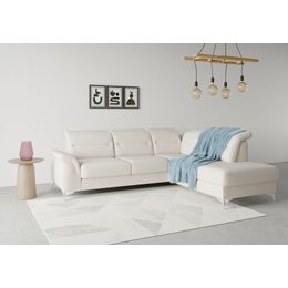 Sit & More Ecksofa SIT & MORE "Sinatra L-Form", beige (creme), B:251cm H:85cm T:220cm, 100% Polyester, Sofas, Ecksofa, mit Ottomane, optional mit Kopfteilverstellung und Armteilfunktion