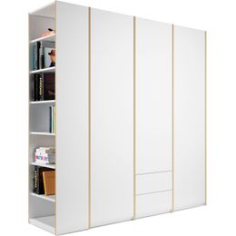 Müllermöbel Kleiderschrank MÜLLER SMALL LIVING "Modular Plus Variante 3" Schränke Gr. H/T: 221 cm x 60 cm, 3 St., weiß (weiß, birke) Textil-Kleiderschränke 2 geräumige Schubladen, Anbauregal links oder rechts montierbar