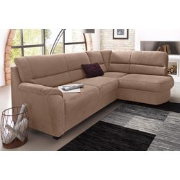 Sit & More Ecksofa SIT & MORE "Pandora L-Form", braun, B:251cm H:91cm T:176cm, Luxus-Microfaser ALTARA NUBUCK (100% Polyester);Luxus-Microfaser ALTARA NUBUCK (100% Polyester);Luxus-Microfaser (100% Polyester), Sofas, Ecksofa, wahlweise mit Bettfunktion und Bettkasten