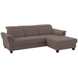 Ecksofa Home Affaire "Solvei L-Form", braun, B:255cm H:104cm T:185cm, Struktur (100% Polyester);Luxus-Microfaser Lederoptik (100% Polyester);Luxus-Microfaser ALTARA NUBUCK (100% Polyester), Sofas, Ecksofa, mit Recamierenabschlu&szlig; und Sitztiefenverstellung