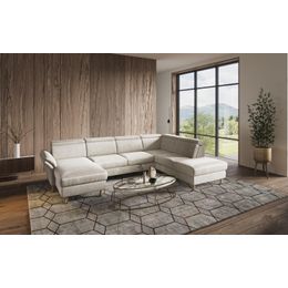 Wohnlandschaft Home Affaire "Calypso U-Form", beige (nature), B:334cm H:85cm T:227cm, 100%Polyester, Sofas, Wohnlandschaft, wahlweise mit motorischer Relaxfunktion