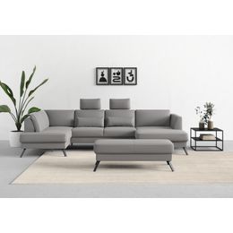 Sit & More Wohnlandschaft SIT & MORE "Lindholm U-Form", grau (anthrazit), B:342cm H:88cm T:188cm, Sofas, Wohnlandschaft, mit Sitztiefenverstellung und Federkern