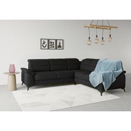 Sit & More Ecksofa SIT & MORE "Sinatra L-Form", schwarz, B:251cm H:85cm T:231cm, 98% Polyester, 2% Polyamid, Sofas, Ecksofa, optinal mit Kopfteilverstellung und Armteilfunktion, Metallf&uuml;&szlig;e