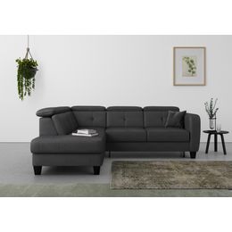 Sit & More Ecksofa SIT & MORE "Belluci L-Form", grau (anthrazit), B:249cm H:85cm T:195cm, Sofas, Ecksofa, inklusive Federkern, wahlweise mit Bettfunktion und Bettkasten