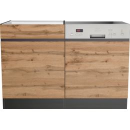 Spülenschrank KOCHSTATION "KS-Riesa" Schränke Gr. B/H/T: 120 cm x 82 cm x 60 cm, 1 St., braun (wotaneiche) Spülenschränke Breite 120 cm, MDF-Fronten