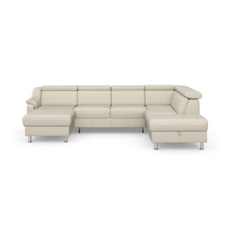 Sit & More Wohnlandschaft SIT & MORE "Freetown U-Form", beige (elfenbein), B:315cm H:84cm T:216cm, Sofas, Kopfteilverstellung und Federkern, wahlweise mit Bettfunktion