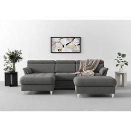 Sit & More Ecksofa SIT & MORE "Marano L-Form", grau, B:257cm T:166cm, 98% Polyester, 2% Polyamid, Sofas, Ecksofa, inklusive Kopfteilverstellung, wahlweise mit Bettfunktion, Bettkasten