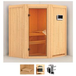 Karibu Sauna "Tomke" Saunen 3,6-kW-Plug & Play Ofen mit externer Steuerung beige (naturbelassen)