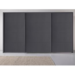 Schwebetürenschrank Rauch "Oteli" Schränke Gr. B/H/T: 368 cm x 214 cm x 68 cm, ohne Beleuchtung, 3 St., grau (graumetallic) inkl. Passepartout optional mit Beleuchtung