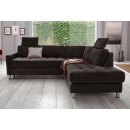 Sit & More Ecksofa SIT & MORE "Pablo L-Form", schwarz, B:233cm H:78cm T:196cm, Struktur fein (100% Polyester);Struktur (100% Polyester), Sofas, Ecksofa, wahlweise mit Bettfunktion