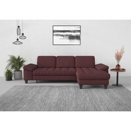 Sit & More Ecksofa SIT & MORE "Westham L-Form", lila (chianti), B:275cm H:88cm T:172cm, 90% Polyester 10% Polyamid, Sofas, Ecksofa, Recamiere, mit oder ohne Bettfunktion, Bettkasten, F&uuml;&szlig;e wengefarben
