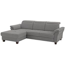 Ecksofa Home Affaire "Solvei L-Form", grau, B:255cm H:104cm T:185cm, Struktur (100% Polyester);Luxus-Microfaser Lederoptik (100% Polyester);Luxus-Microfaser ALTARA NUBUCK (100% Polyester), Sofas, Ecksofa, mit Recamierenabschlu&szlig; und Sitztiefenverstellung