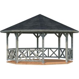 Holzpavillon Palmako "Betty" Pavillons Gr. B/H/T: 551 cm x 346 cm x 551 cm, grau Feststehende Pavillons BxT: 551x551 cm,