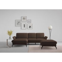 Sit & More Ecksofa SIT & MORE "Fashion L-Form", braun (dunkelbraun), B:253cm H:84cm T:165cm, Sofas, Ecksofa, wahlweise mit Kopfteilverstellung und Vorziehsitz, motorisch